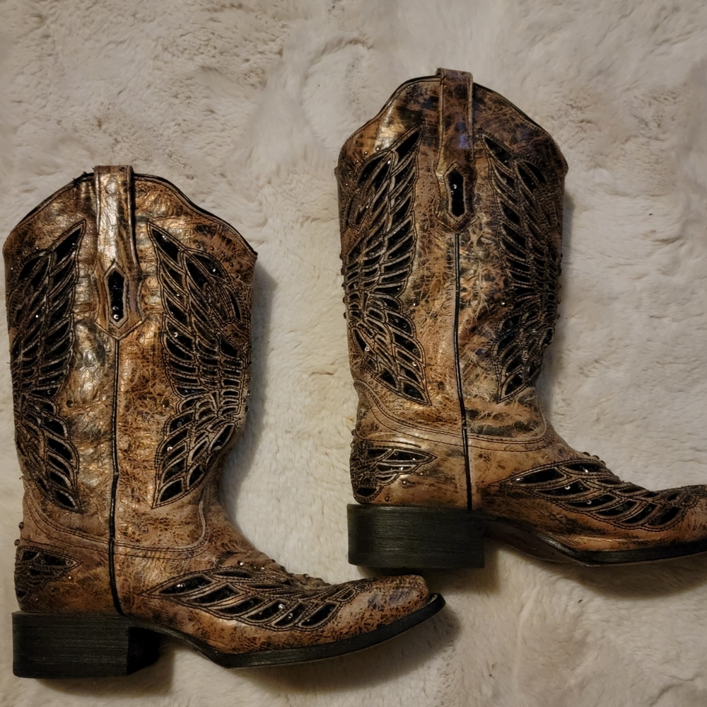 Corral Cowgirl Boots Winged Inlay - Gem